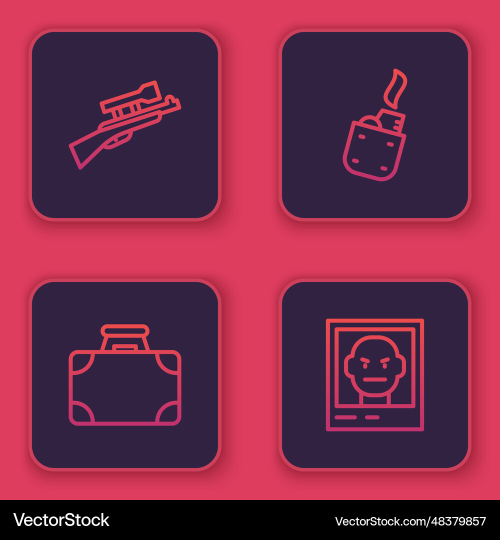 Set line sniper rifle with scope briefcase and Vector Image