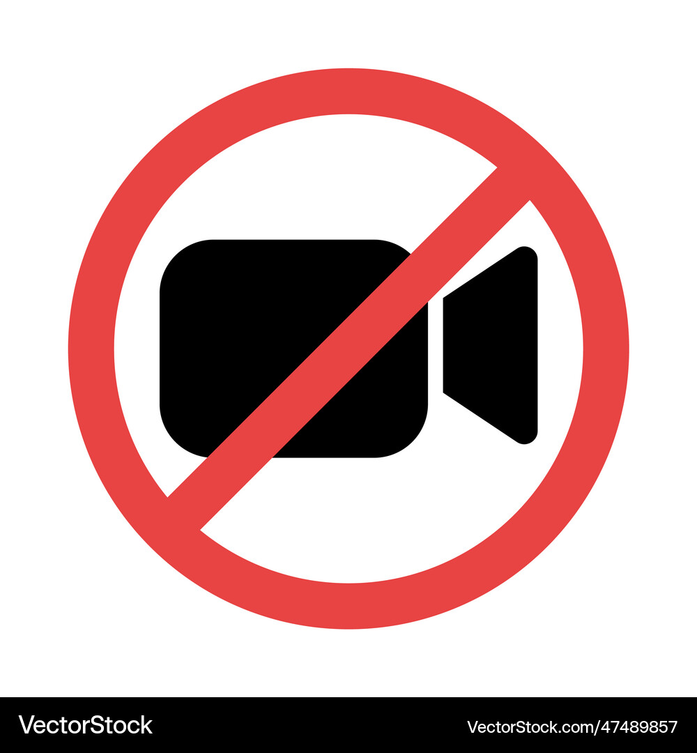 Video recording prohibited icon cross on video Vector Image