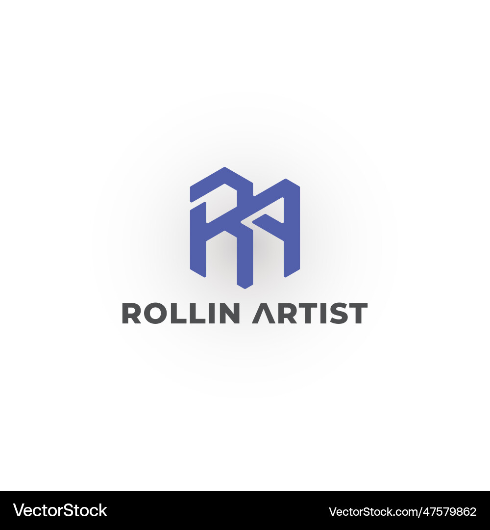 Abstract initial letter ra or ar logo in blue Vector Image