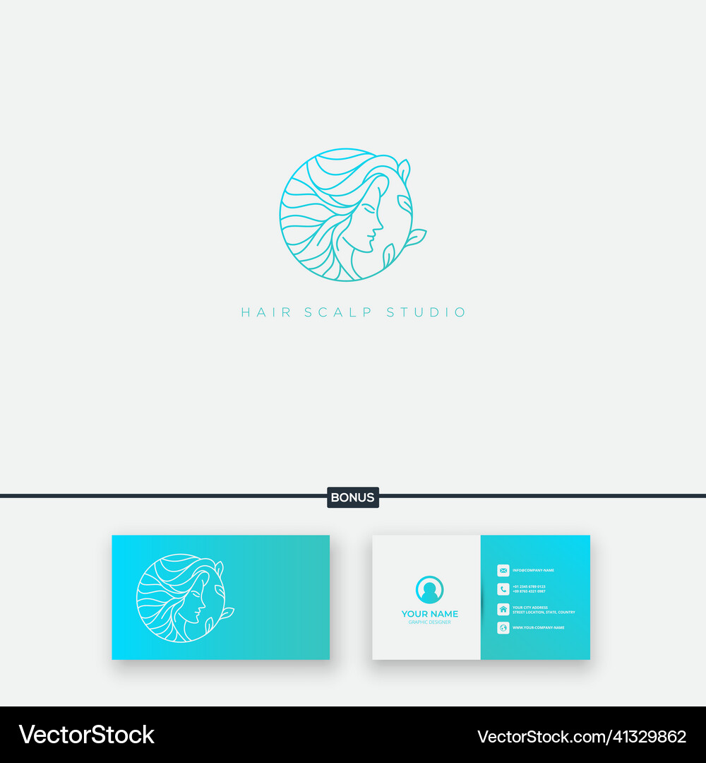 Beautiful hair salon modern studio logo Royalty Free Vector