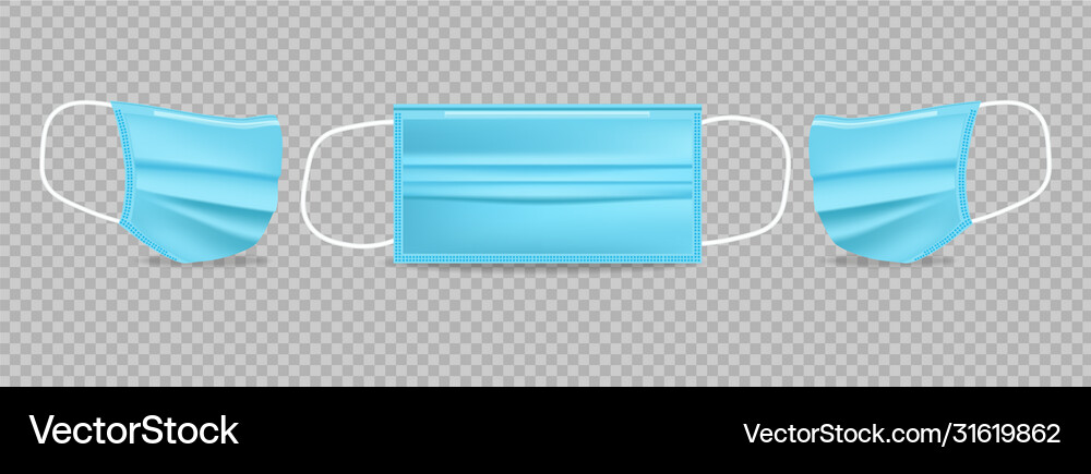 Blue protection mask realistic advertise Vector Image