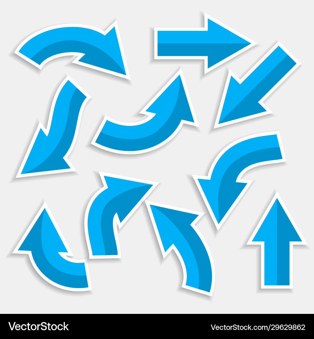 Directional arrows set in blue color style Vector Image