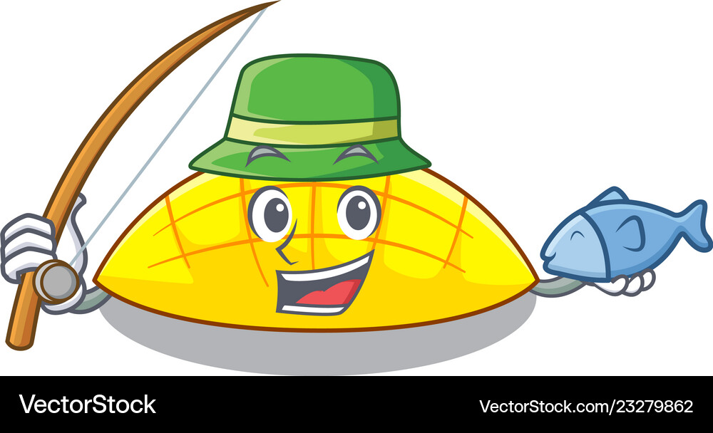 Fishing slice mang on the character shape Vector Image