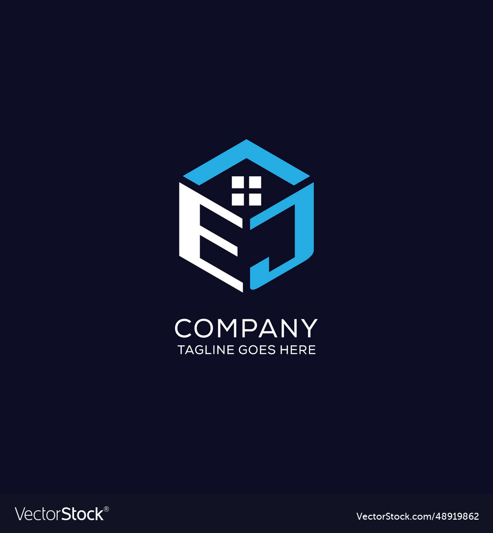 Initial logo ej monogram with abstract house Vector Image