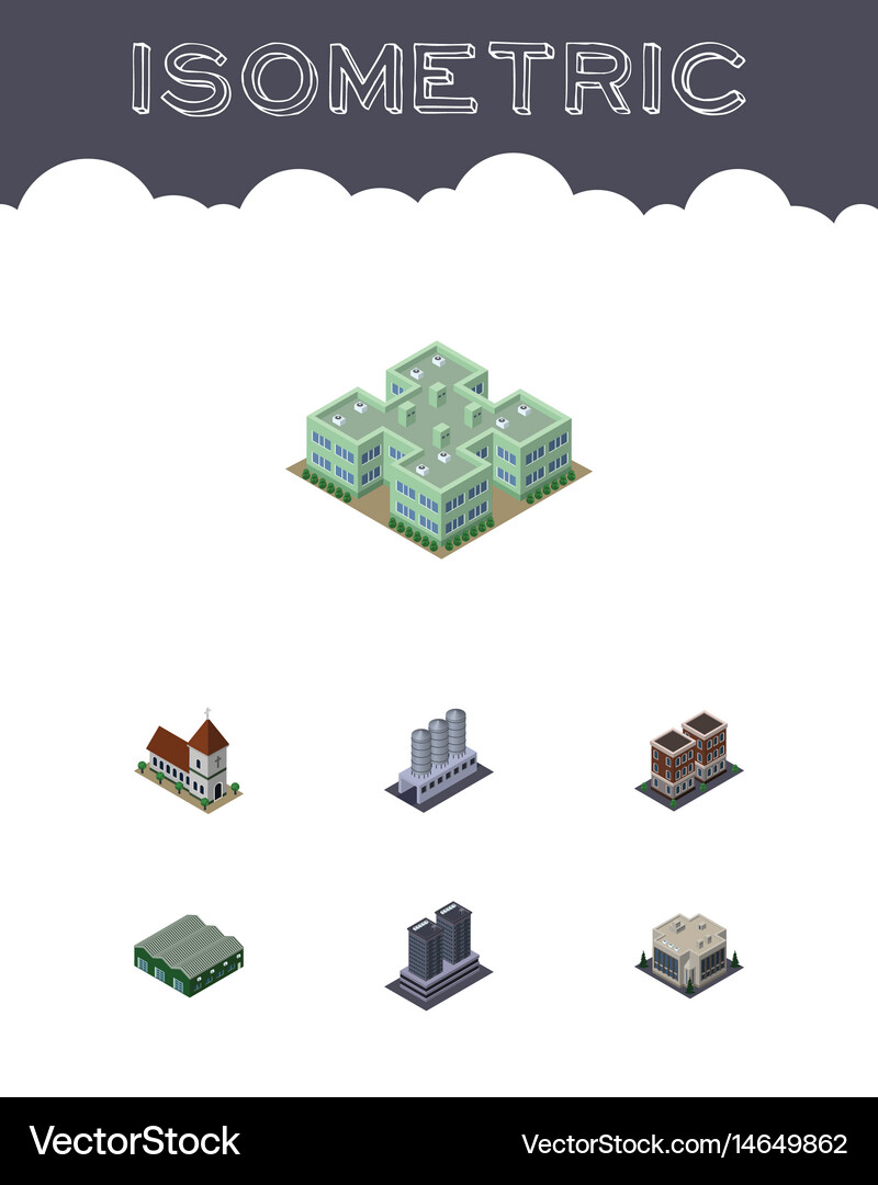 Isometric architecture set of water storage Vector Image