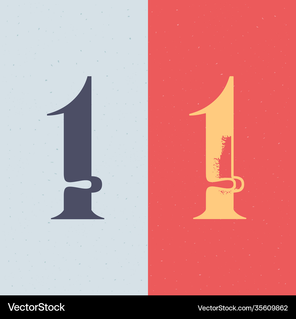Number one logo serif style set with elegant line Vector Image