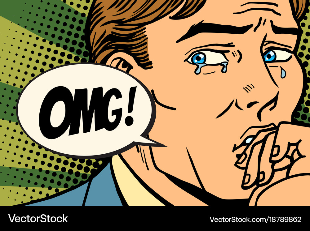 Omg man is crying bad feelings Royalty Free Vector Image