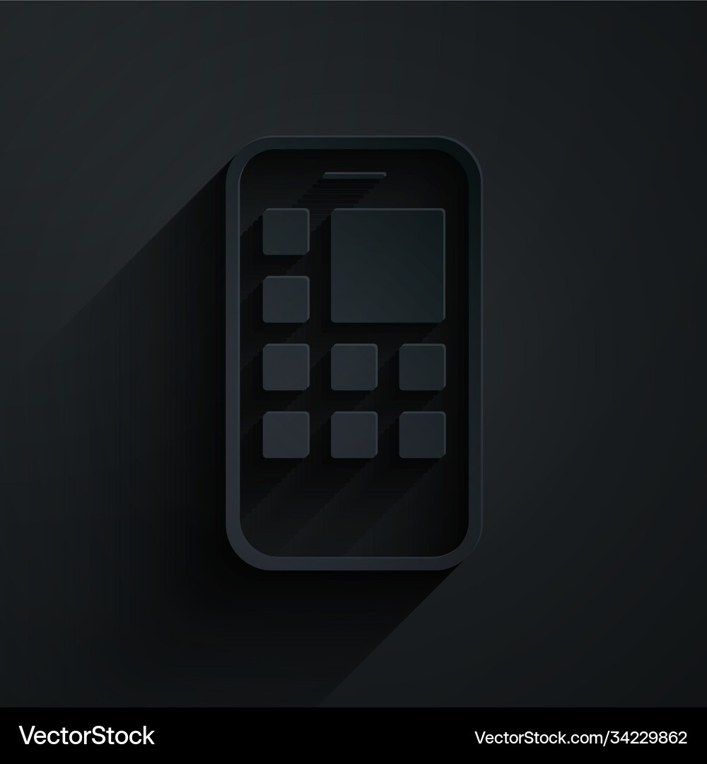 Paper cut mobile apps icon isolated on black Vector Image