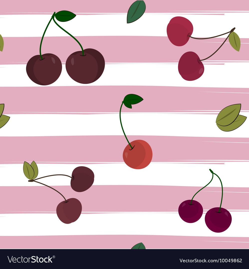 Print cherry pattern on striped background Vector Image