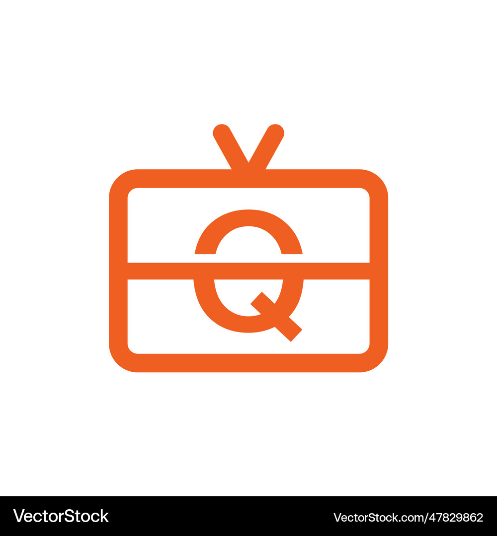Q letter channel television logo design Royalty Free Vector