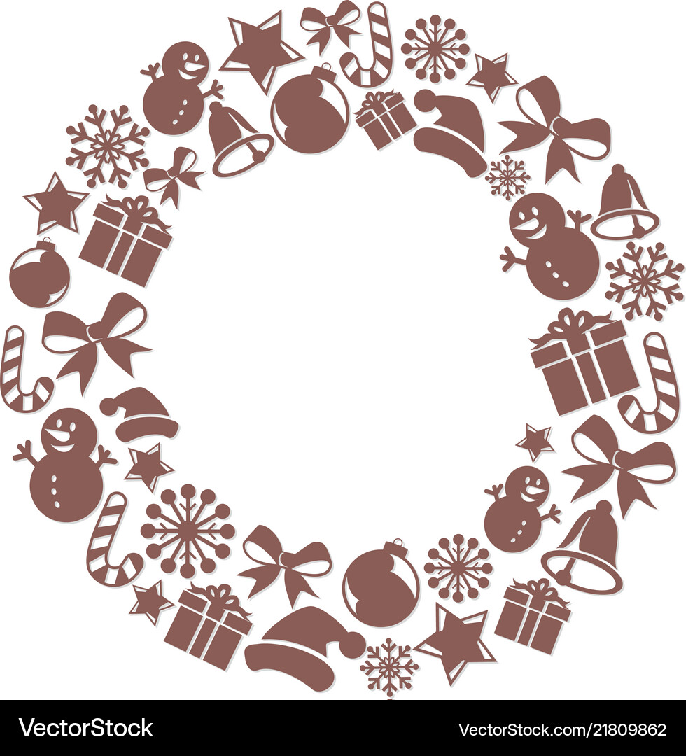 Round christmas frame Royalty Free Vector Image