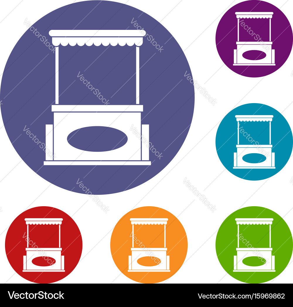 Street kiosk icons set Royalty Free Vector Image
