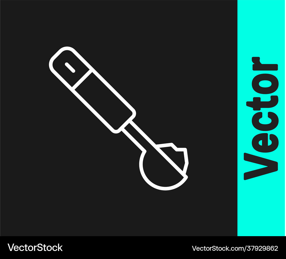 White line measuring spoon icon isolated on black Vector Image