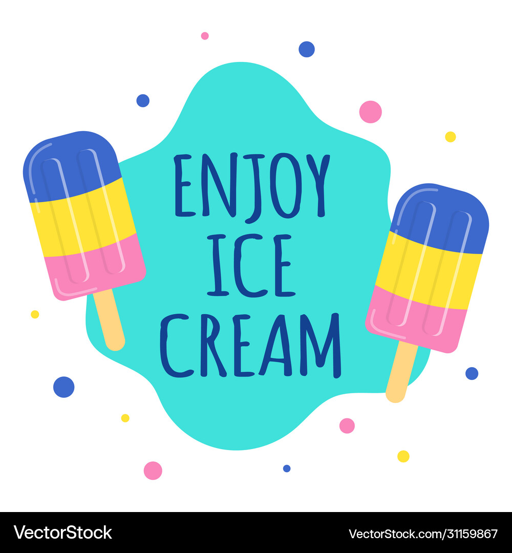 Card with ice cream isolated on white background Vector Image