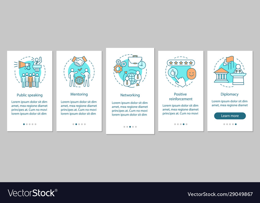 Communication skills onboarding mobile app page Vector Image