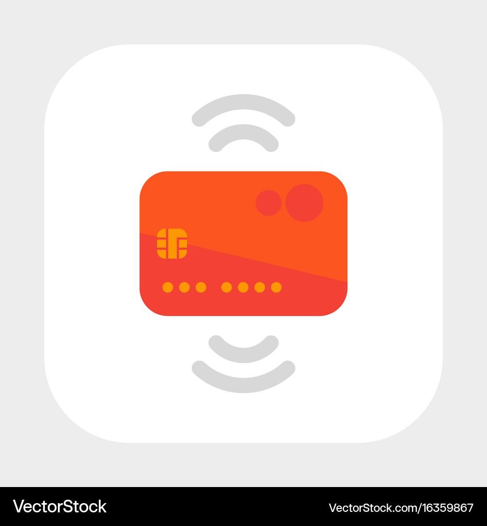 Contactless credit card icon flat style Royalty Free Vector