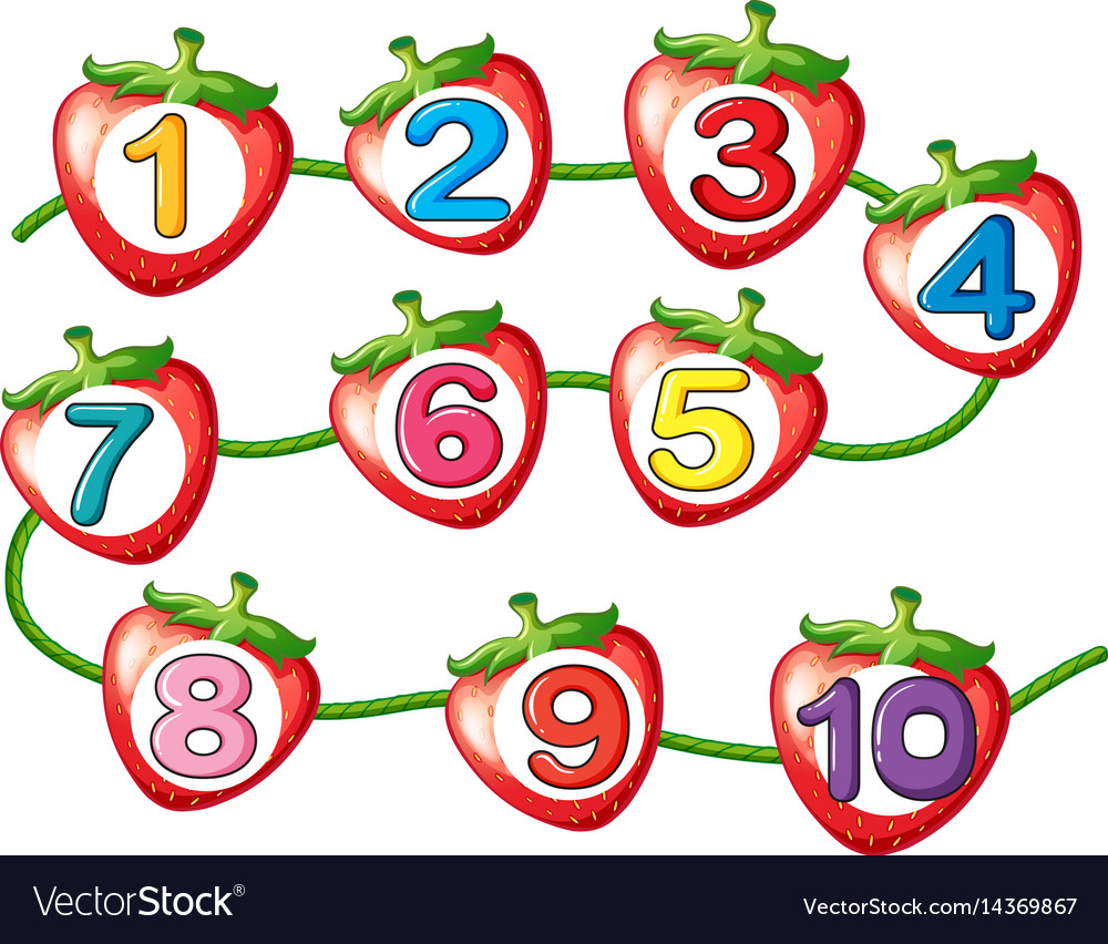 Counting numbers on strawberries Royalty Free Vector Image