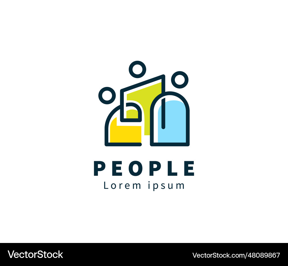 Creative colorful three people icon stock Vector Image