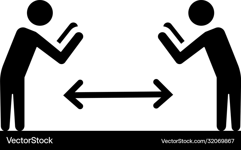 Figures humans with arrows social distance Vector Image