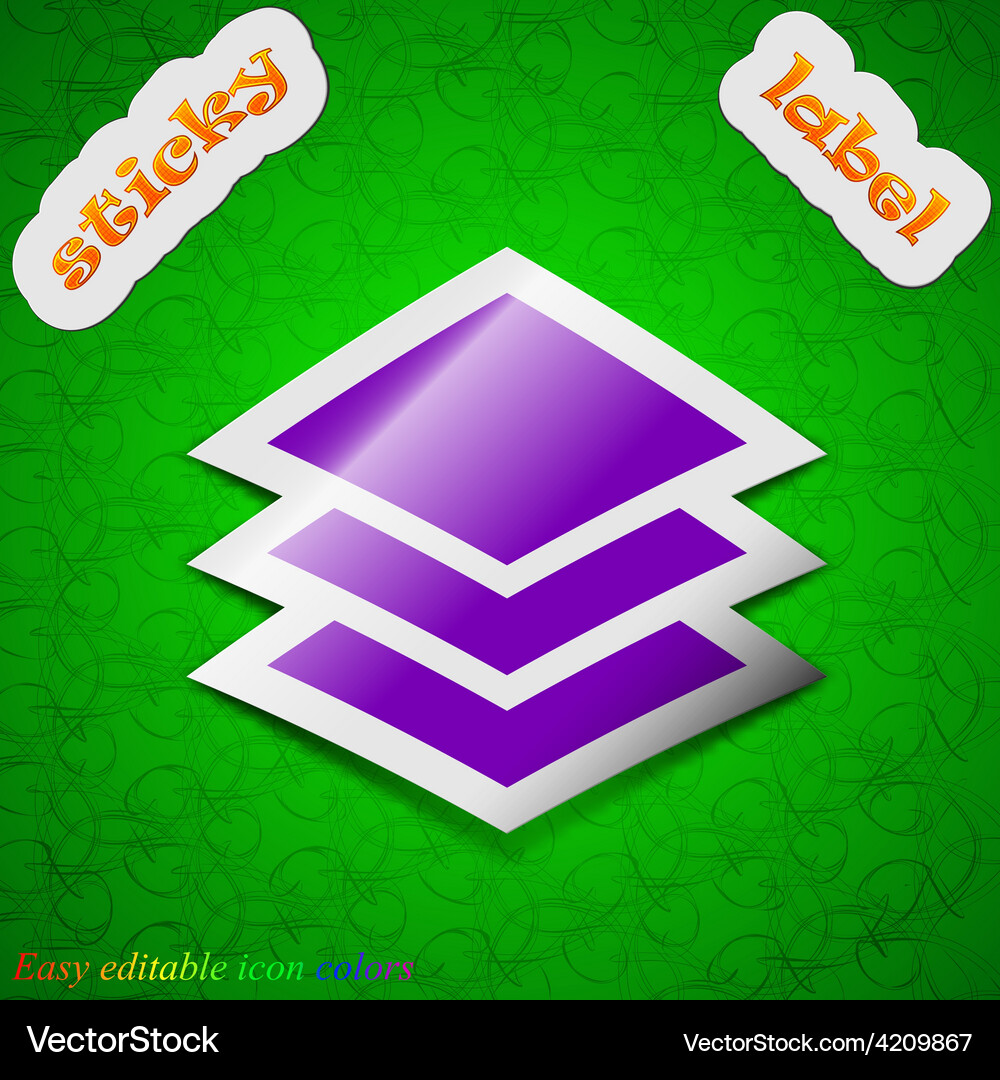Layers icon sign symbol chic colored sticky label Vector Image