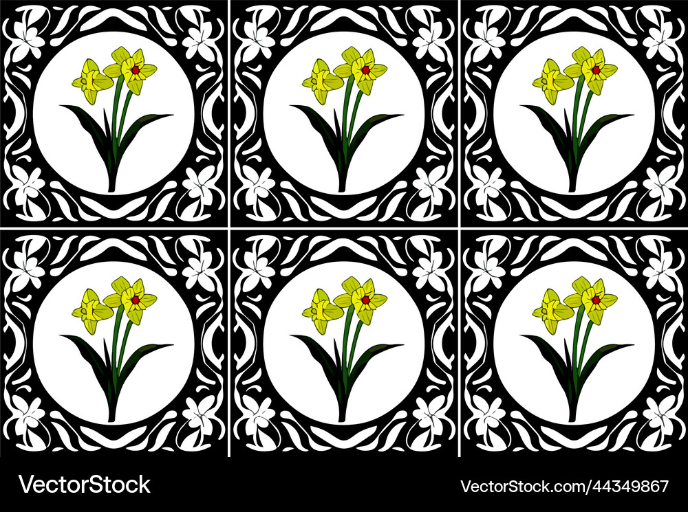 Seamless pattern of daffodil flower high quality Vector Image