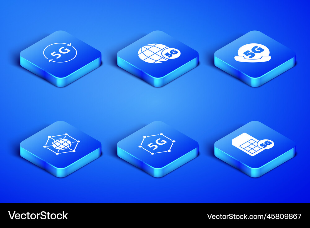 Set 5g sim card network social and phone Vector Image