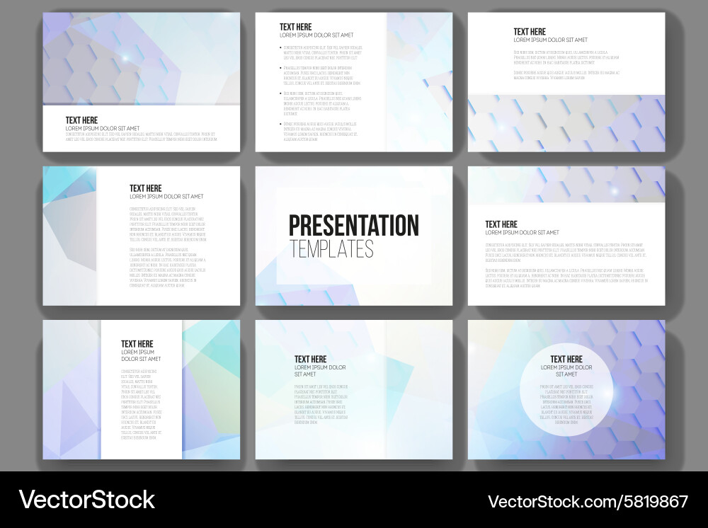 Set of 9 templates for presentation slides Vector Image