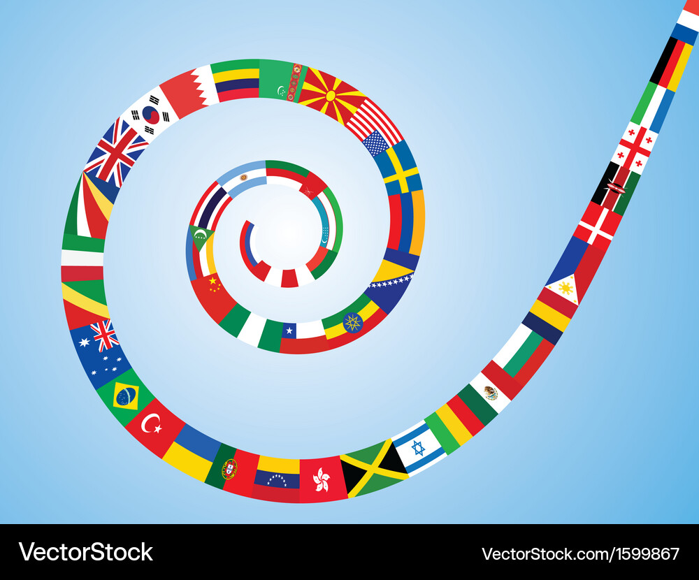 Spiral made of flags Royalty Free Vector Image