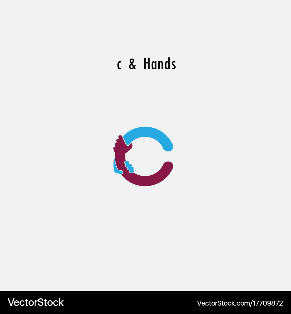 C- letter abstract icon and hands logo design Vector Image