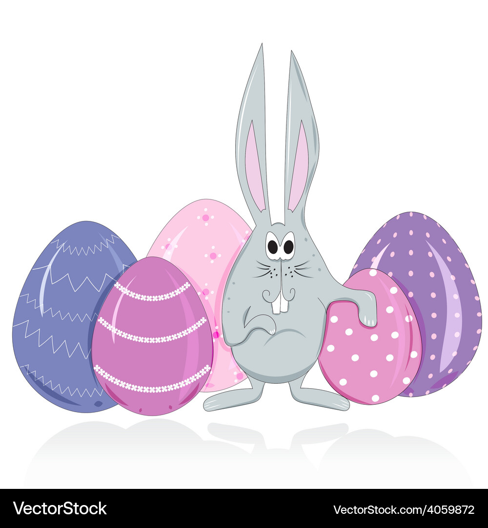 Easter bunny and eggs in a cartoon style Vector Image