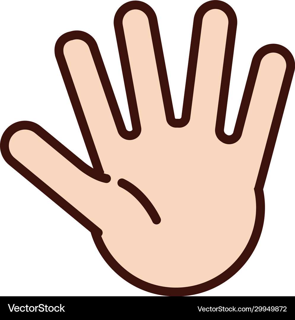Five hand signal line and fill style Royalty Free Vector