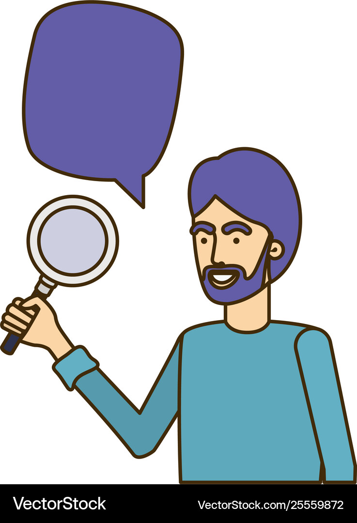 Man with magnifying glass in white background Vector Image