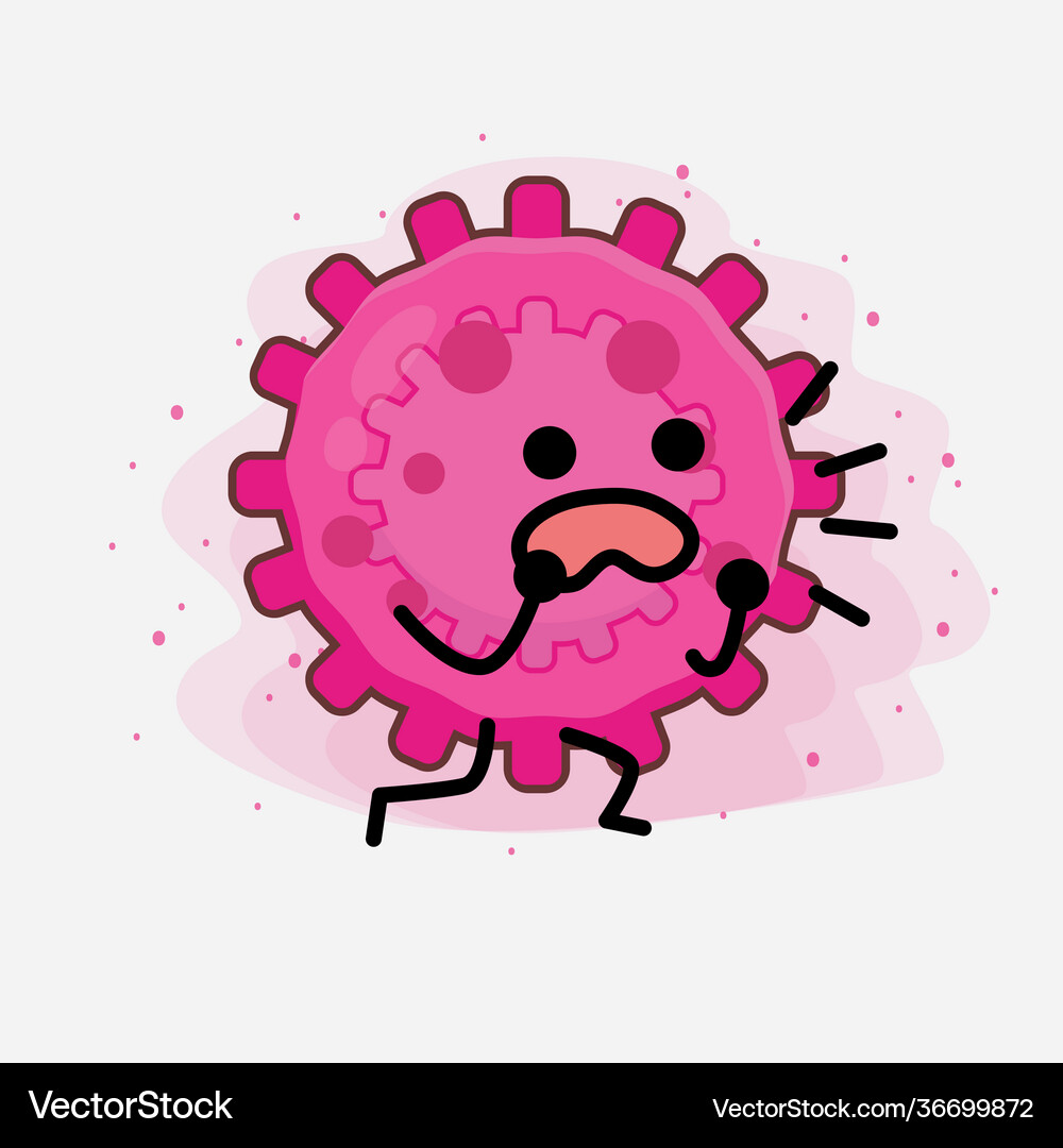 Pink virus cute character with simple face hands Vector Image