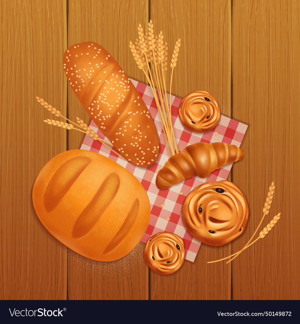 Realistic bread bakery composition Royalty Free Vector Image