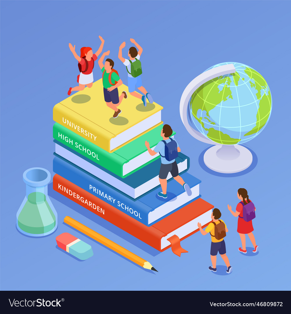 School books stack composition Royalty Free Vector Image