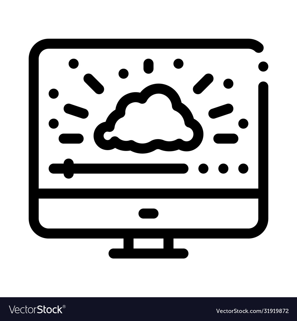 Shining cloud computer work icon outline Vector Image
