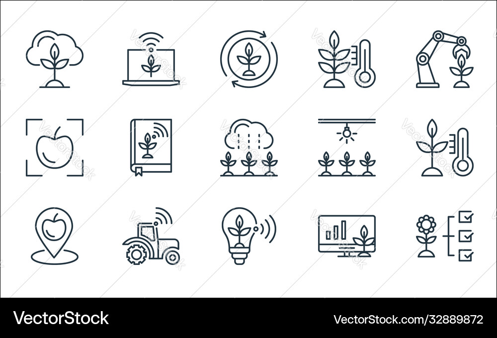 Smart farm line icons linear set quality line set Vector Image
