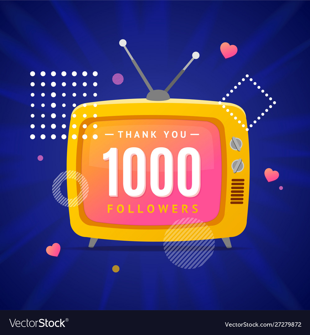 Thanks thousand concept with yellow retro tv Vector Image