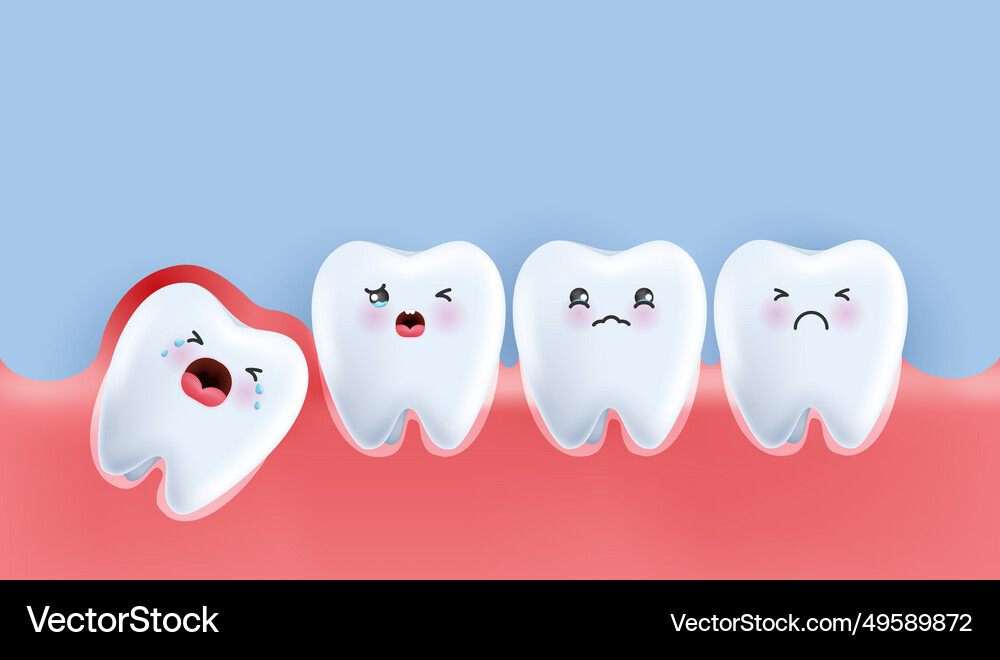 Wisdom teeth under the gums cause pain Royalty Free Vector