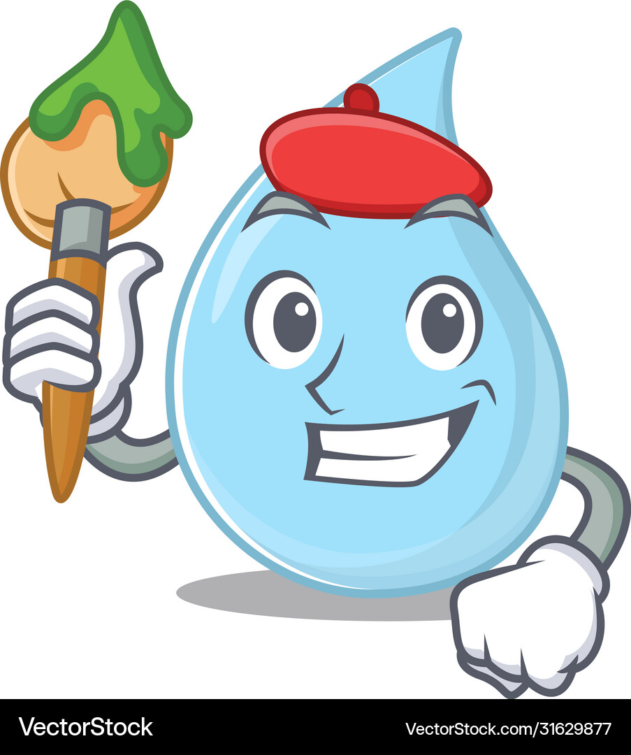 A creative raindrop artist mascot design style Vector Image