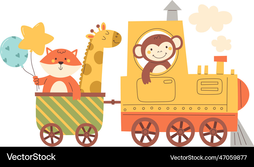 Animals on the train Royalty Free Vector Image