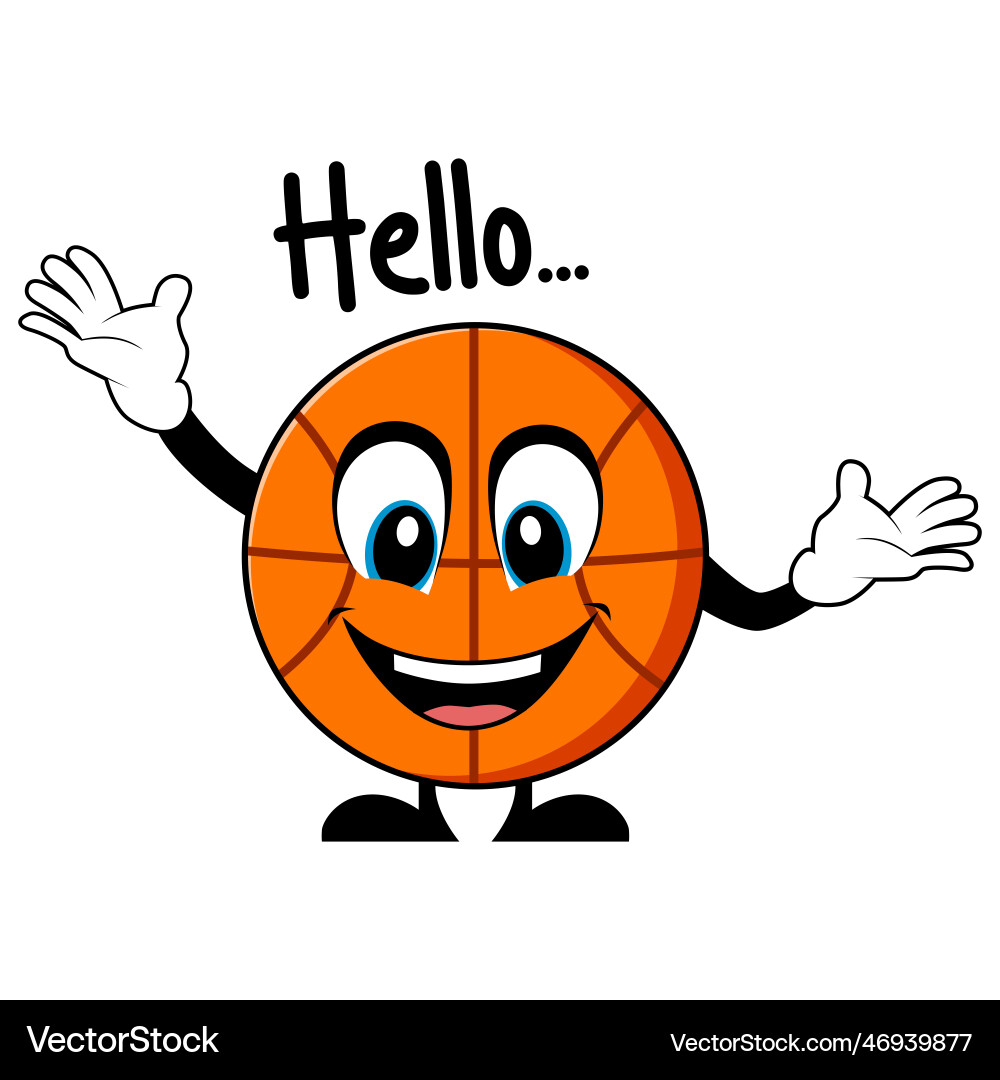 Basketball cartoon character saying hello Vector Image