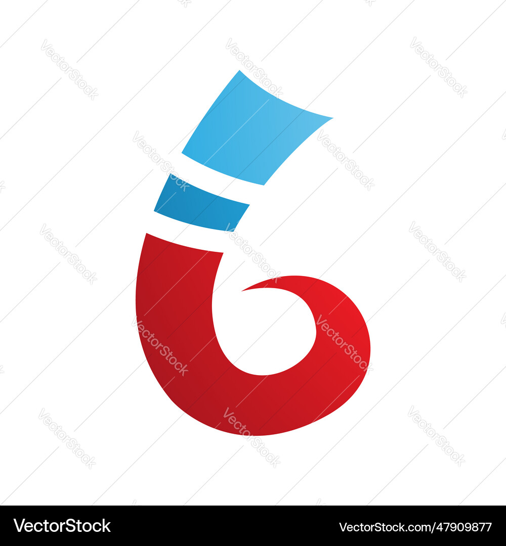 Blue and red curly spike shape letter b icon Vector Image