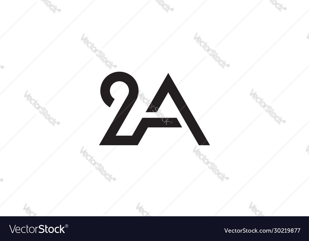 Blue light initial letter wordmark 2a two logo Vector Image