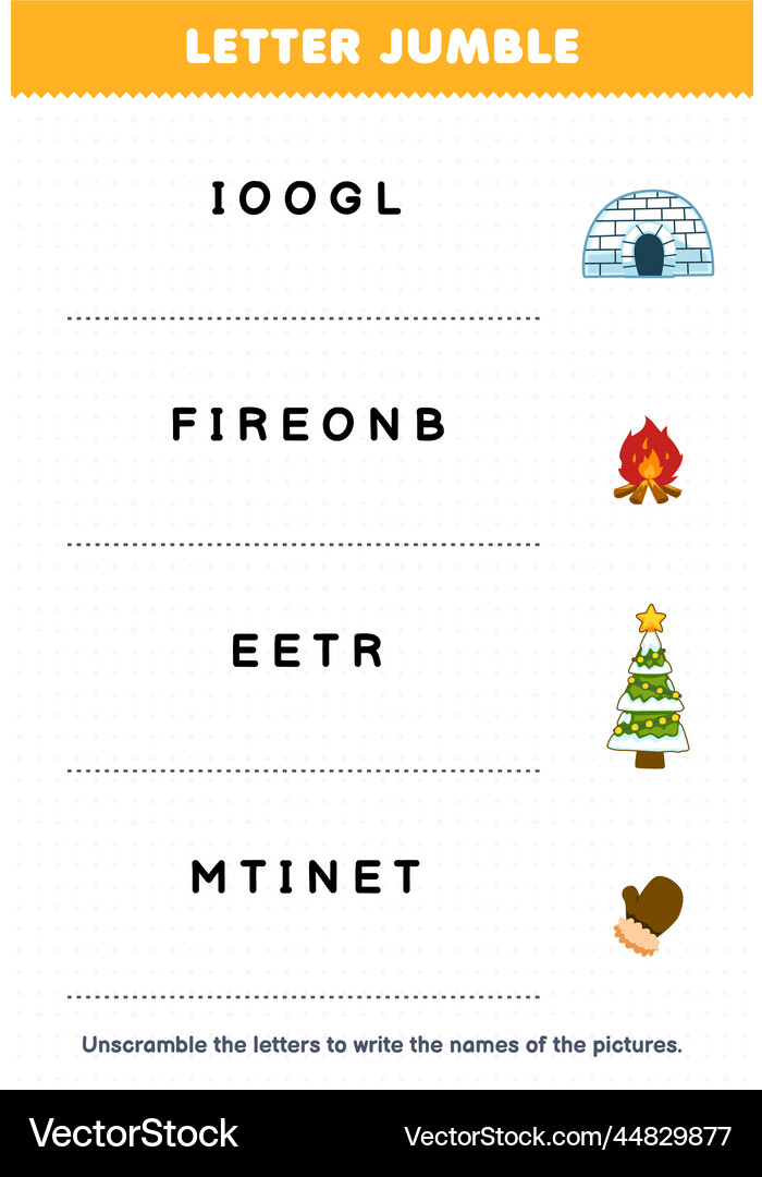 Education game for children letter jumble write Vector Image