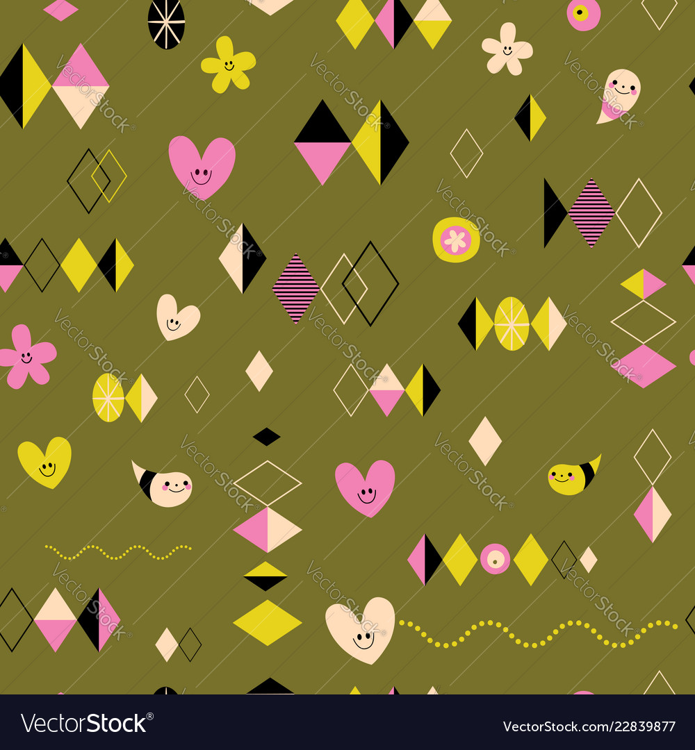 Funky retro style seamless pattern Royalty Free Vector Image
