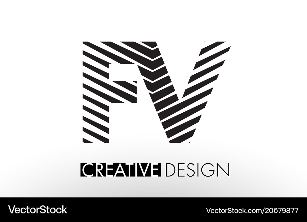 Fv f v lines letter design with creative elegant Vector Image