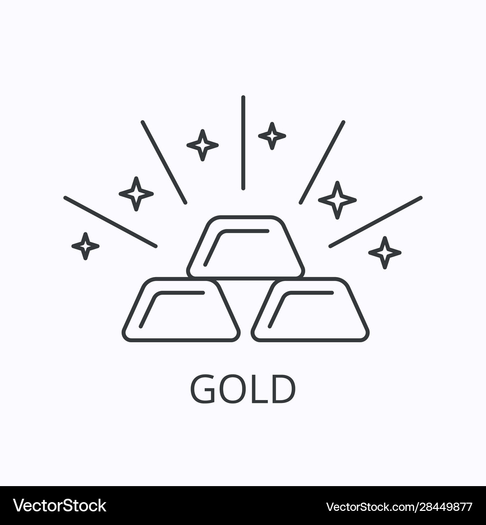 Gold bar thin line icon wealth concept outline Vector Image