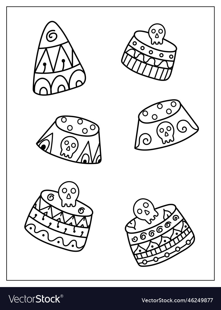 Happy halloween coloring page with spooky cupcakes