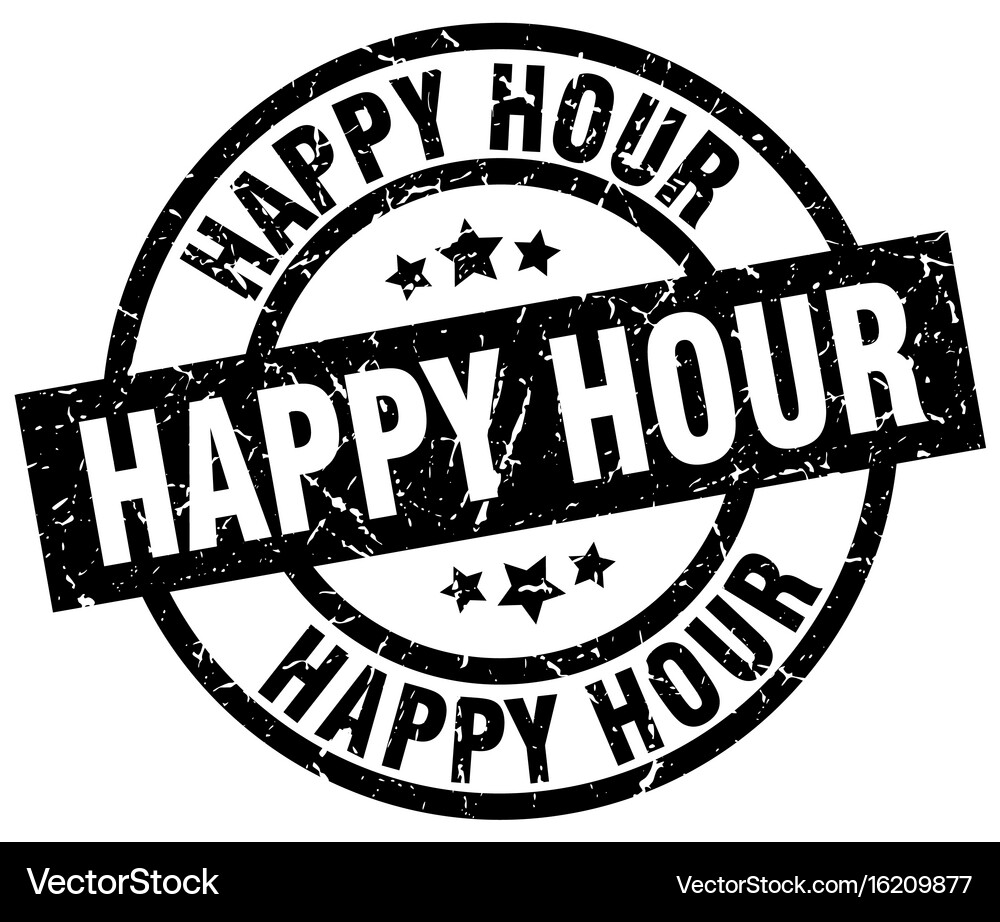 Happy hour round grunge black stamp Royalty Free Vector